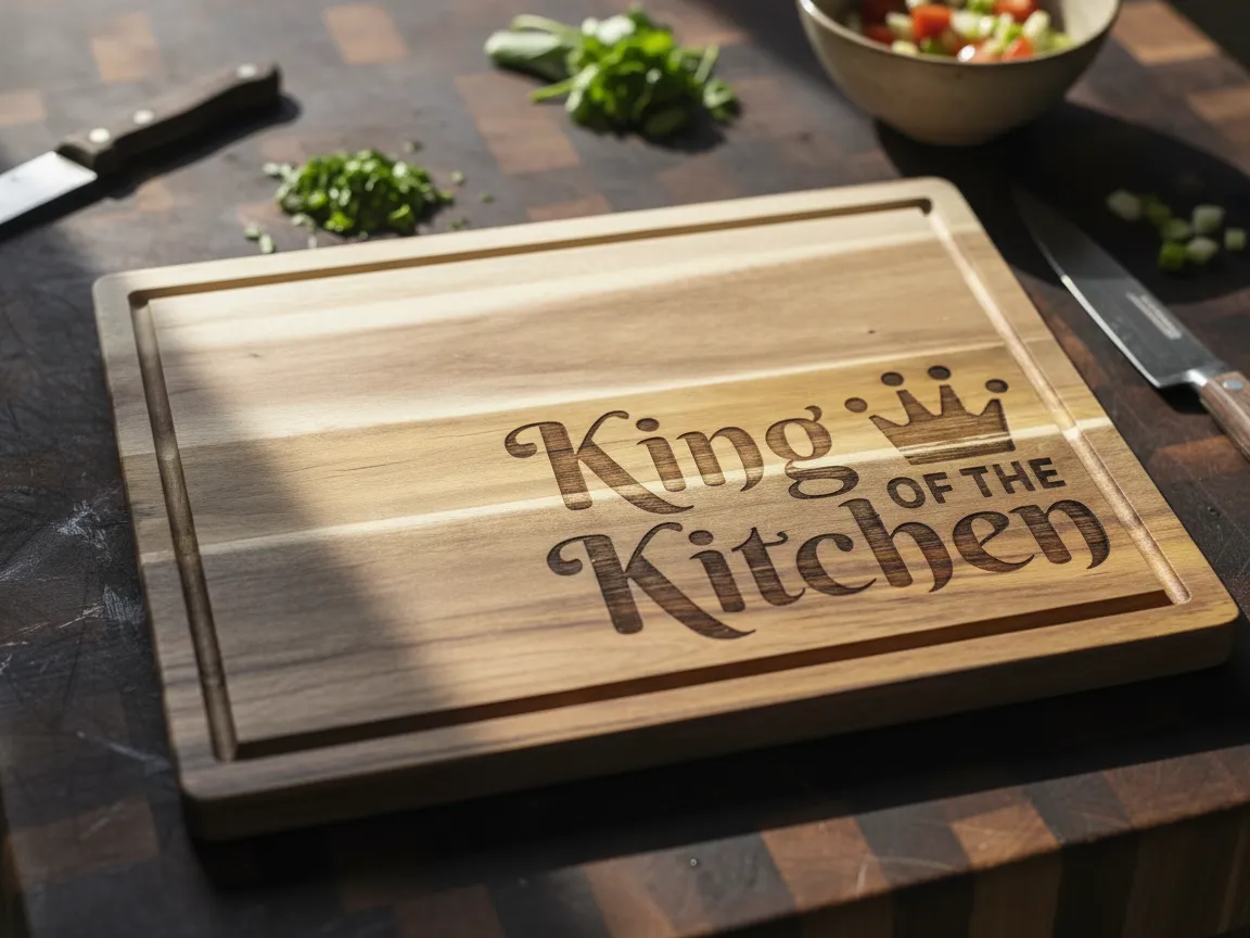 Laser Engraved Wooden Cutting Board King of the Kitchen | Free Files ...