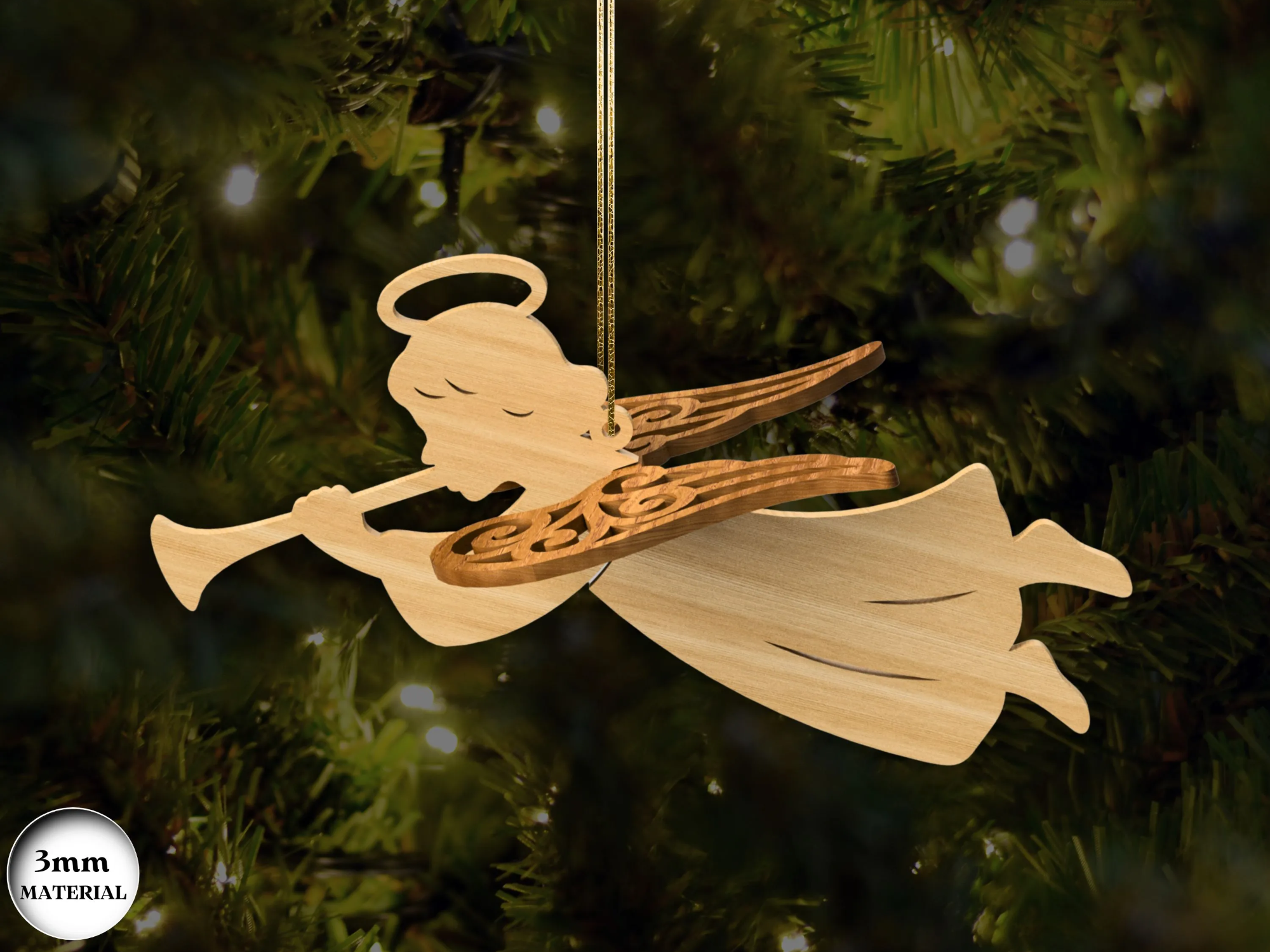 3D Christmas Angel Ornament Laser Cut | Ready to Use Files - Atomm