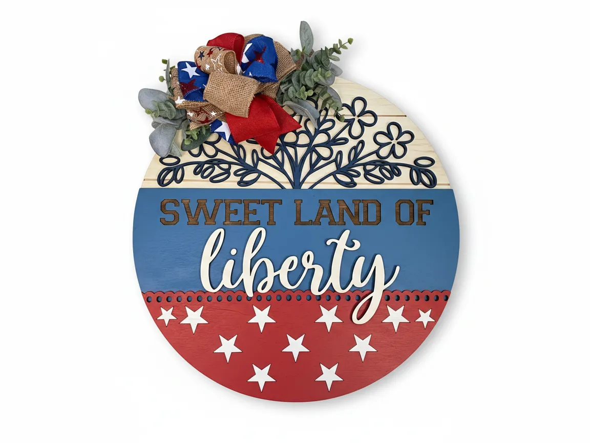 Sweet Land of Liberty Patriotic Round Door Hanger | Ready to Use Files ...