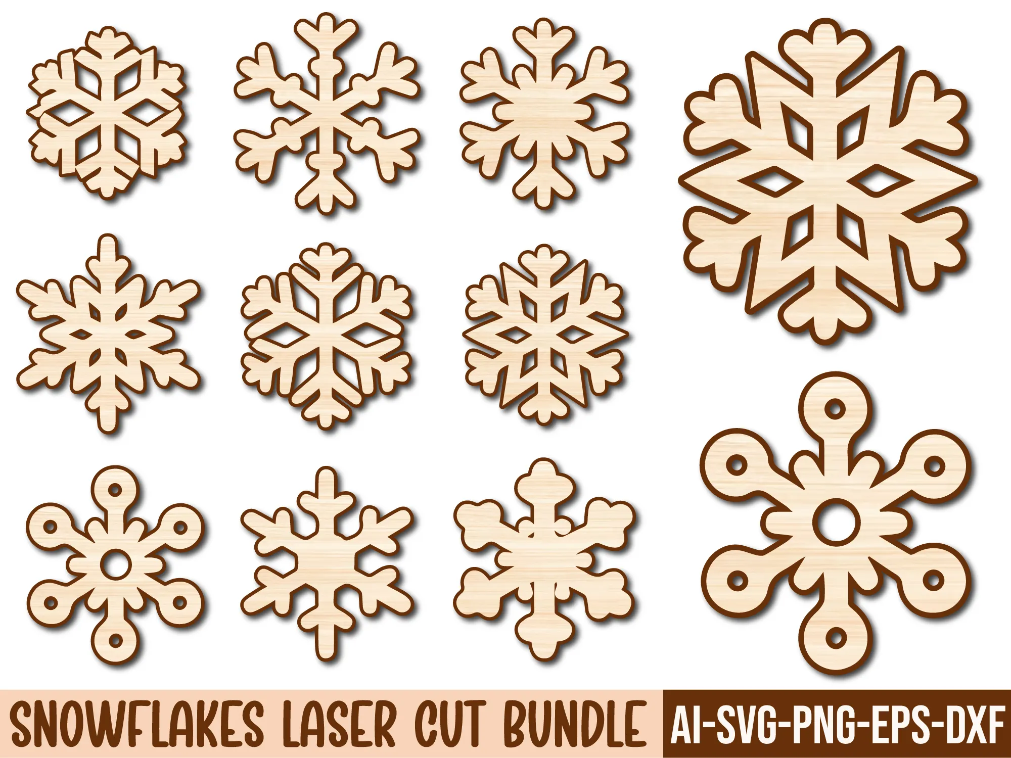 Laser cut and engrave | Wooden Laser Cut Snowflakes Bundle with ...