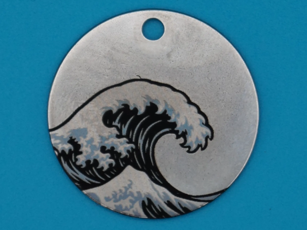 Colored Laser Engraving on a Stainless Steel Pendant – Wave Design ...