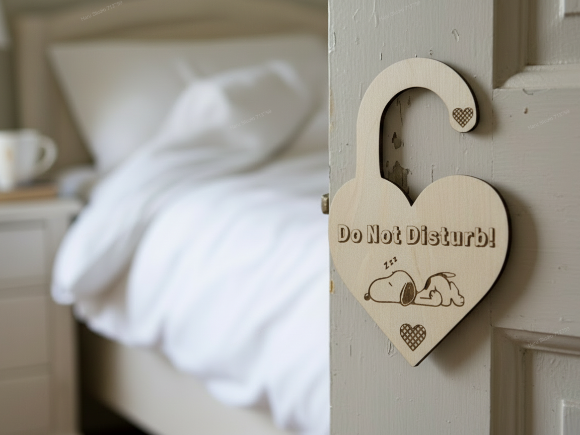 Heart Shaped Do Not Disturb Door Hanger with Sleeping Dog | Free Files ...