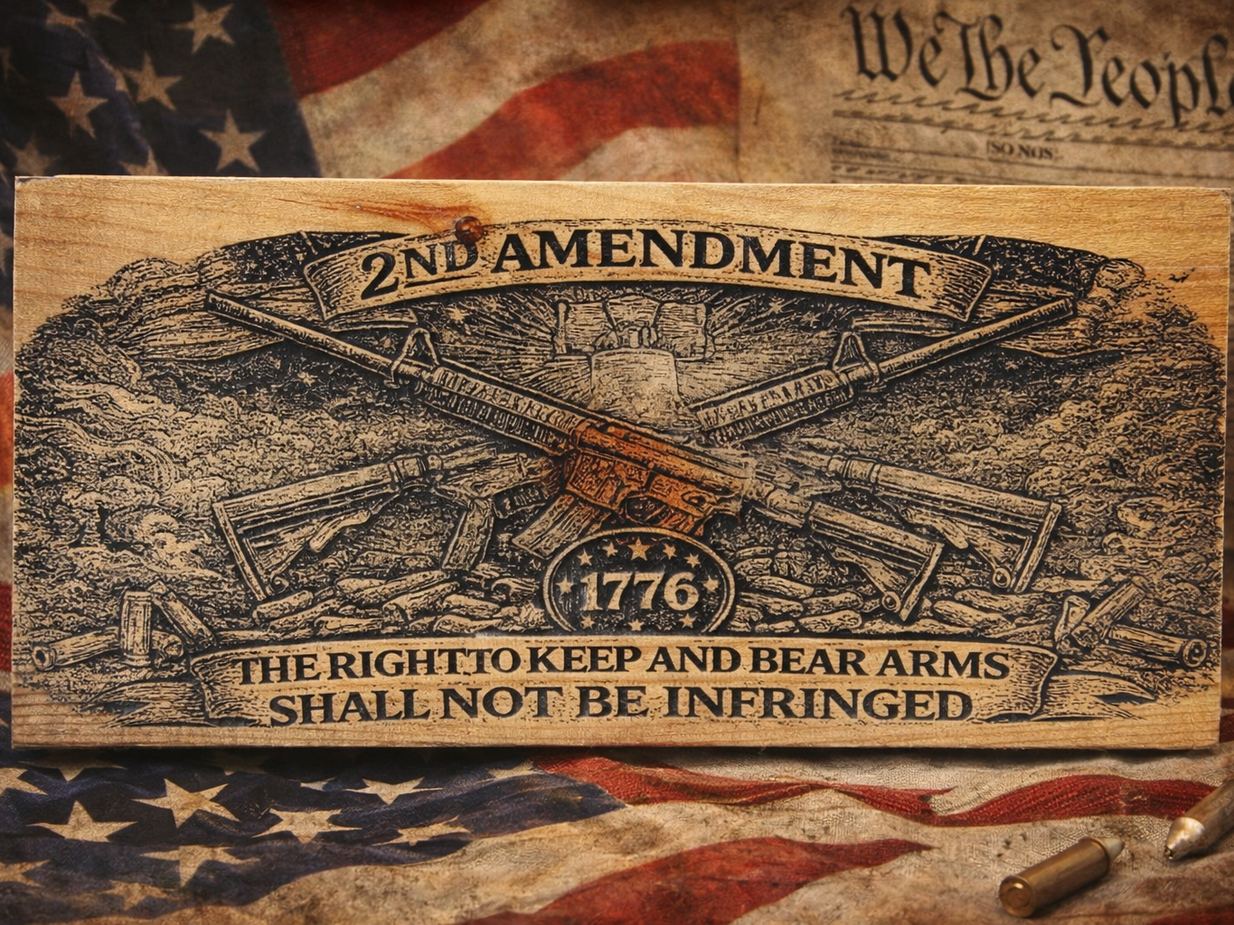 Cedar Board - 2nd Amendment “ 1776 – Second Amendment Patriotic Arms ...