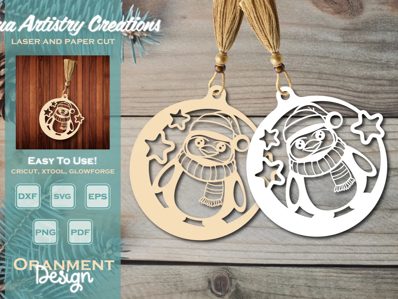 Laser cut and engrave | Laser Cut Christmas Penguin Ornament Design ...