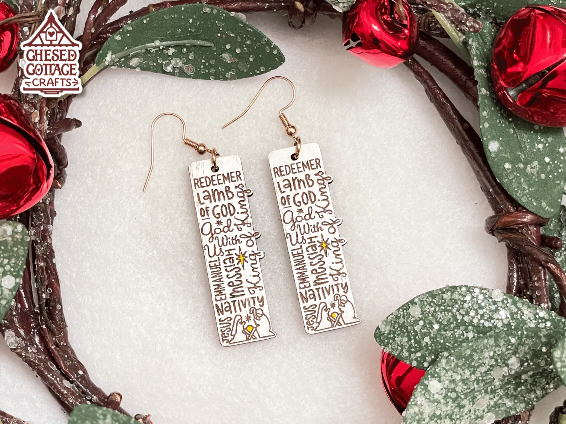 Christian Jesus Words Religious Christmas Earrings with Nativity Design ...