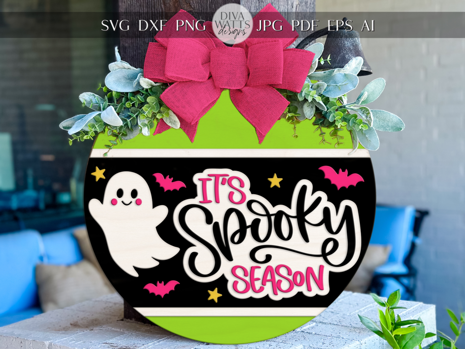 Laser cut and engrave | It’s Spooky Season SVG | Halloween Ghost Door ...