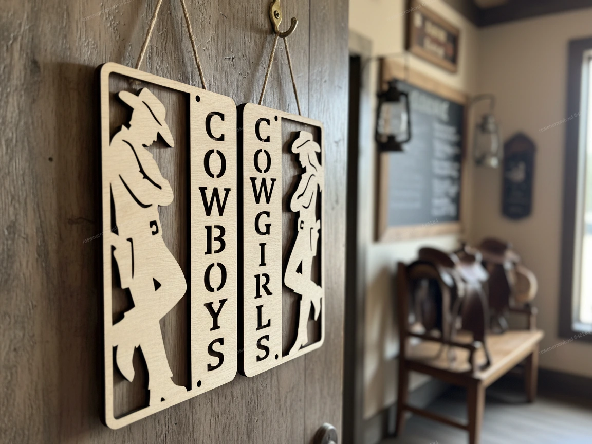 Cowboys and Cowgirls Western Themed Hanging Toilet Door Sign | Free ...