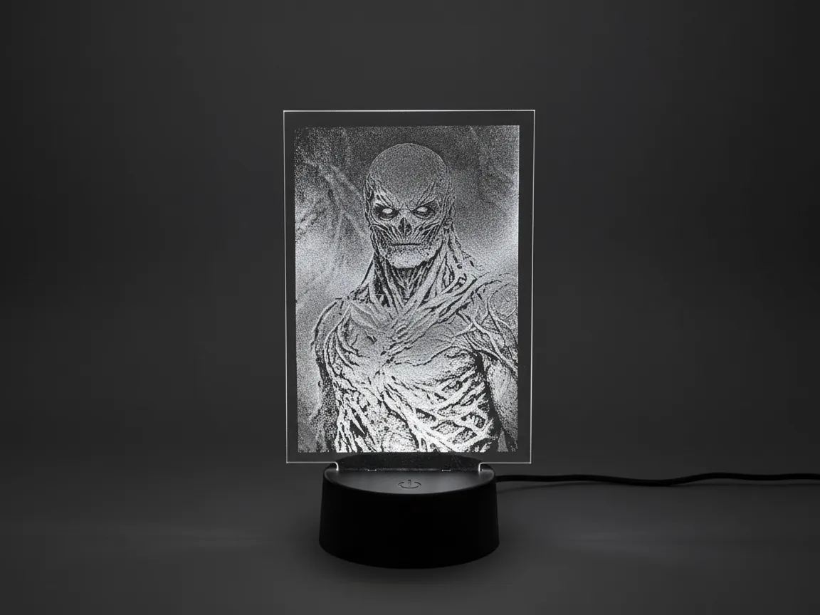 Laser Engraved Acrylic LED Light with Abstract Human Figure Design ...