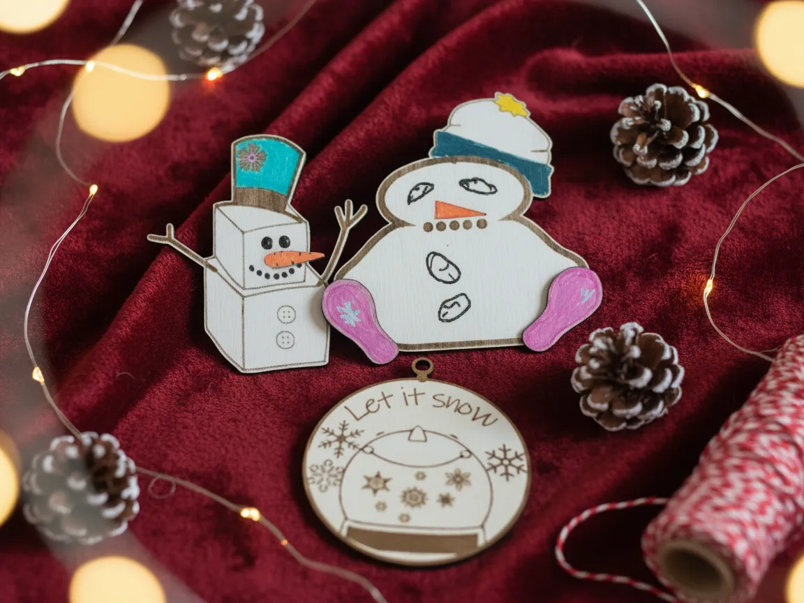 Three Laser Cut Wooden Snowmen Decorations for around the House. | Free ...