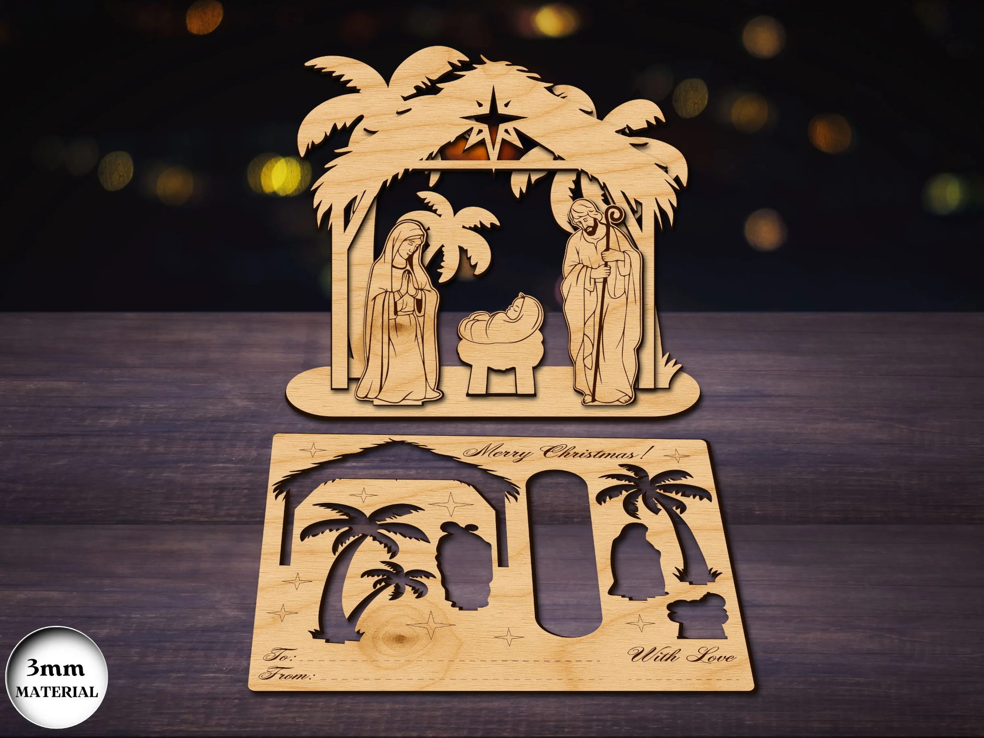 Nativity Scene Gift Card Laser Cut | Ready to Use Files - Atomm