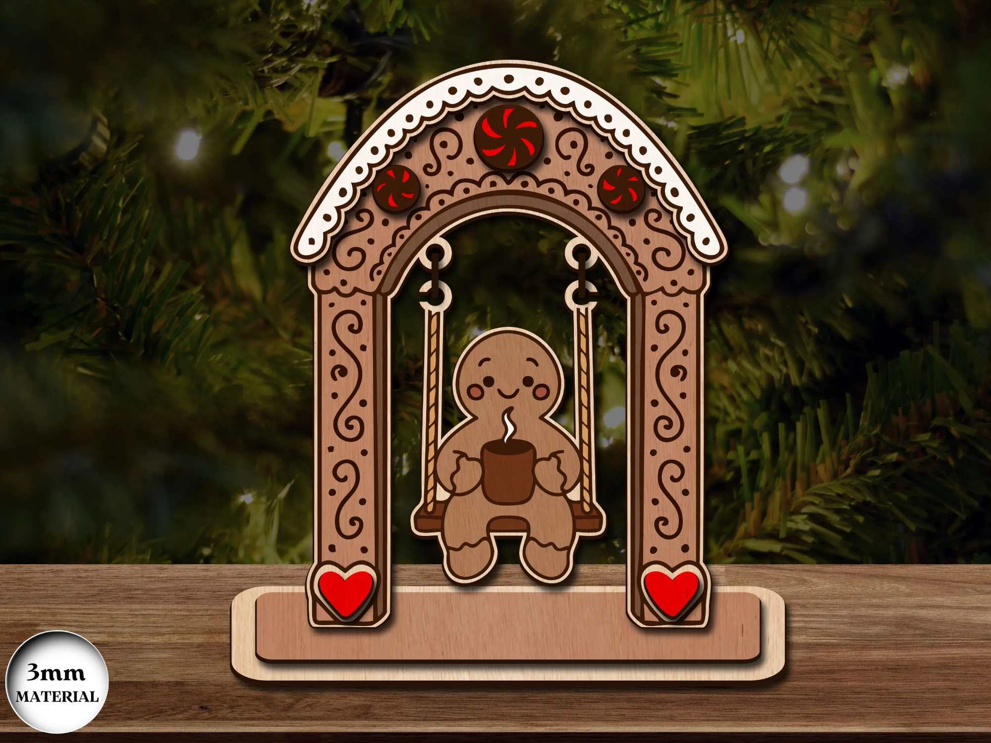 Gingerbread Man on Swing Laser Cut | Ready to Use Files - Atomm