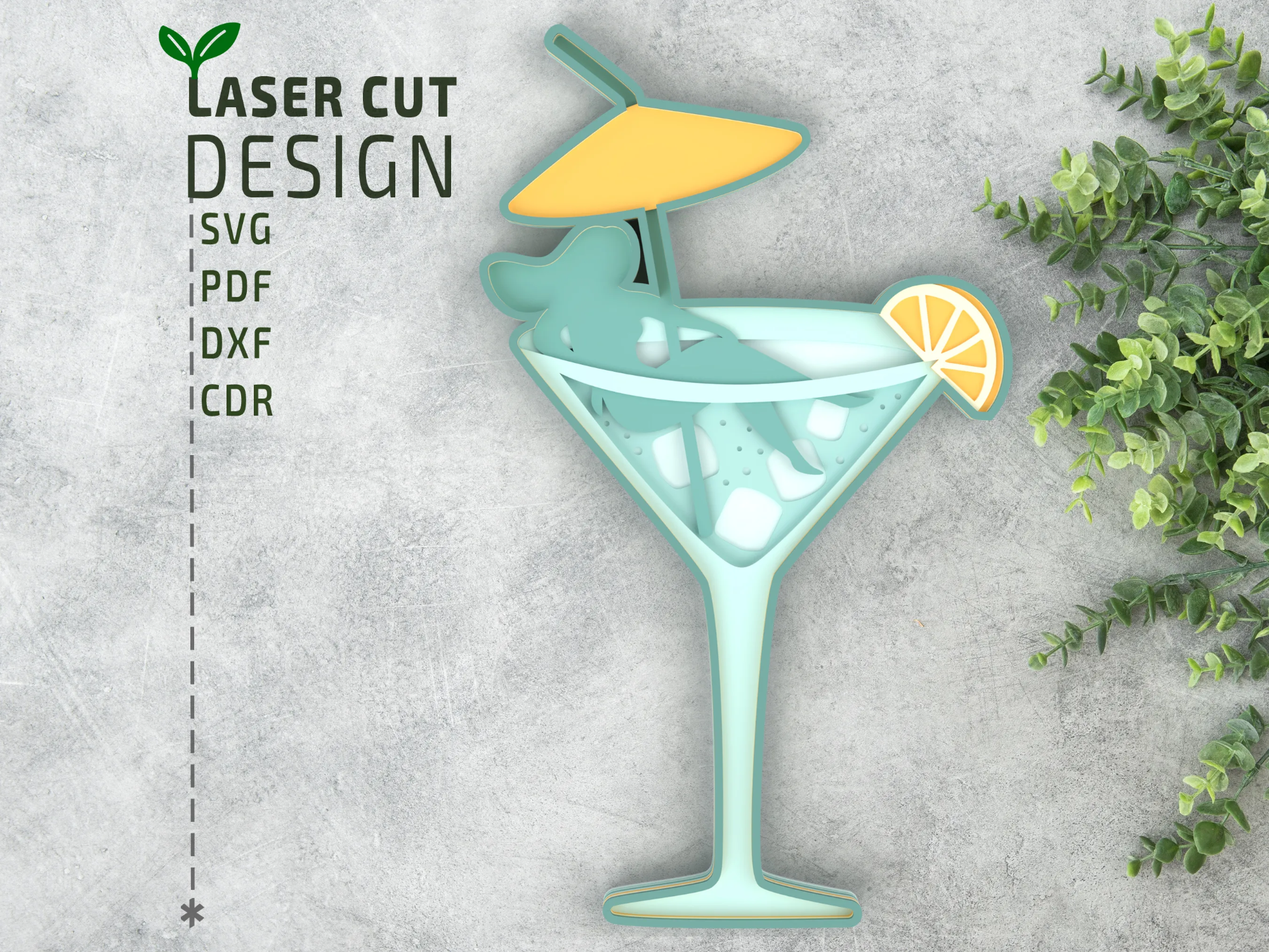 Cocktail Swimming pool Layered SVG, Multilayered Designs, Laser cut ...