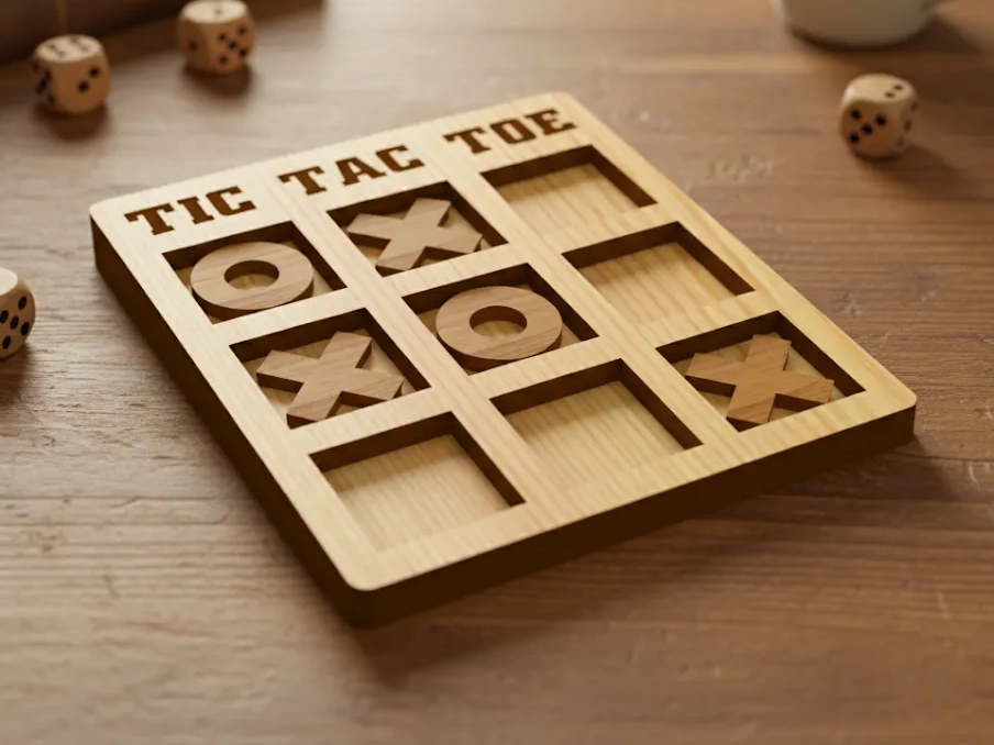 Wooden Tic Tac Toe | Laser Cut Pattern | AI, EPS, DXF, SVG, CDR | Kid's ...