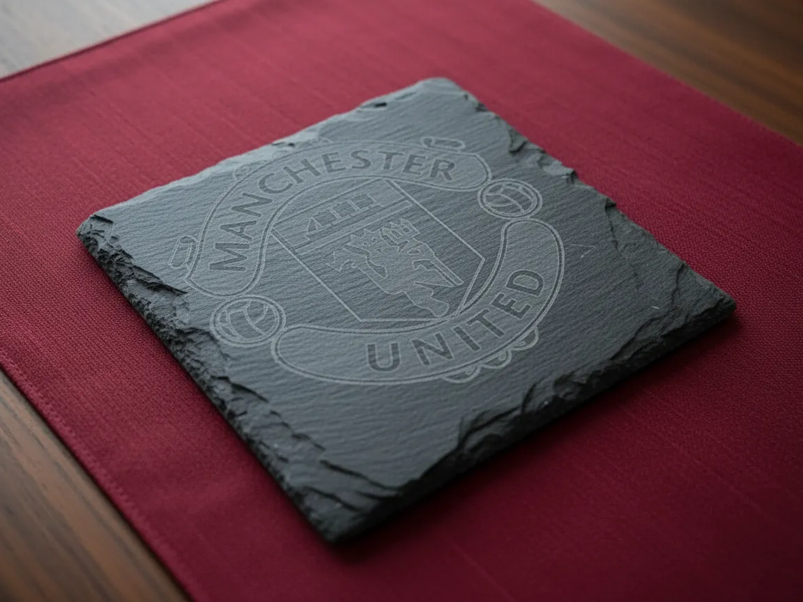 Laser cut and engrave | Laser Engraved Manchester United Slate Coaster ...