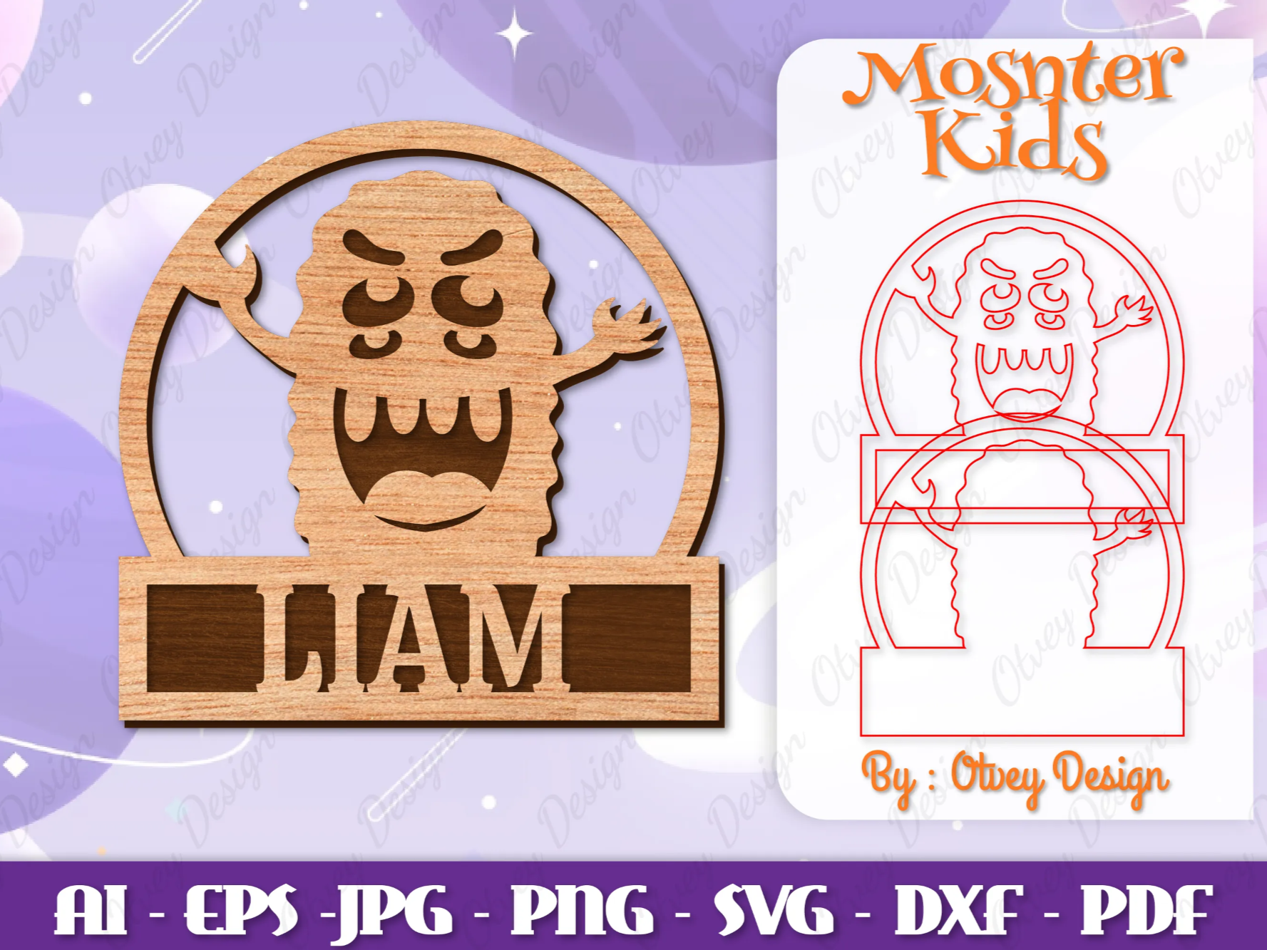 Laser cut and engrave | Cute Monster Name Sign Lasercut | Ready to Use ...
