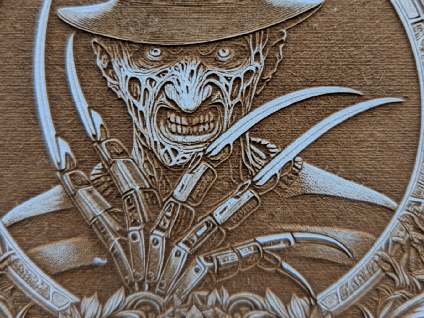 Laser Engraved Freddy Krueger Horror Wall Art in Wood | Ready to Use ...