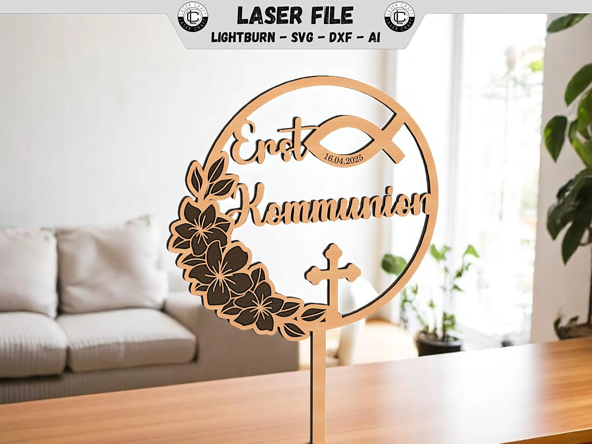 First Communion Cake Topper Cake Topper Laser File Confirmation Laser ...