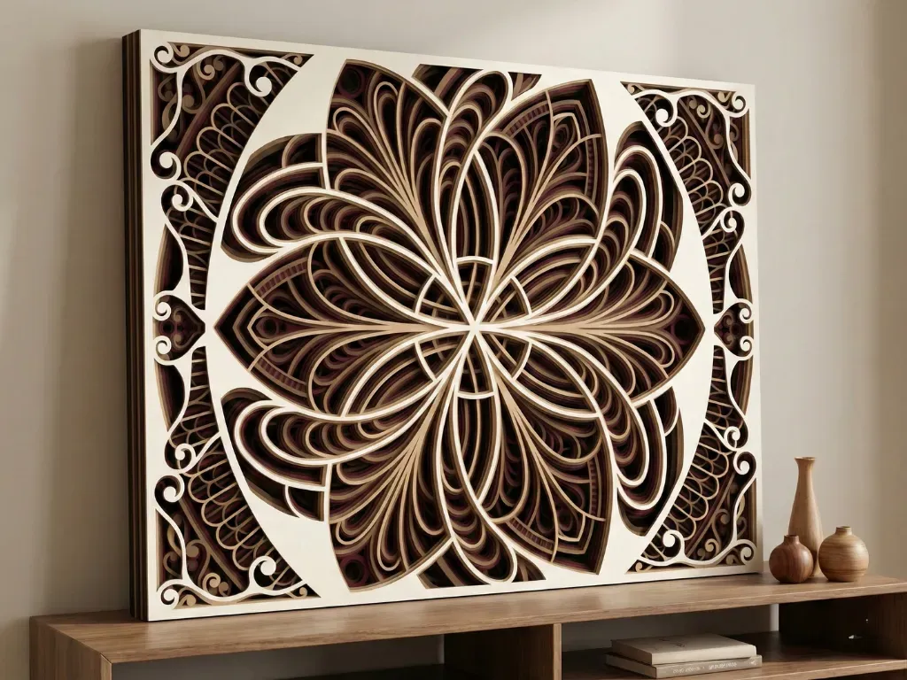 Laser Cut Multilayer Mandala Flower 5 Wall Art – 8 Layered Flower ...
