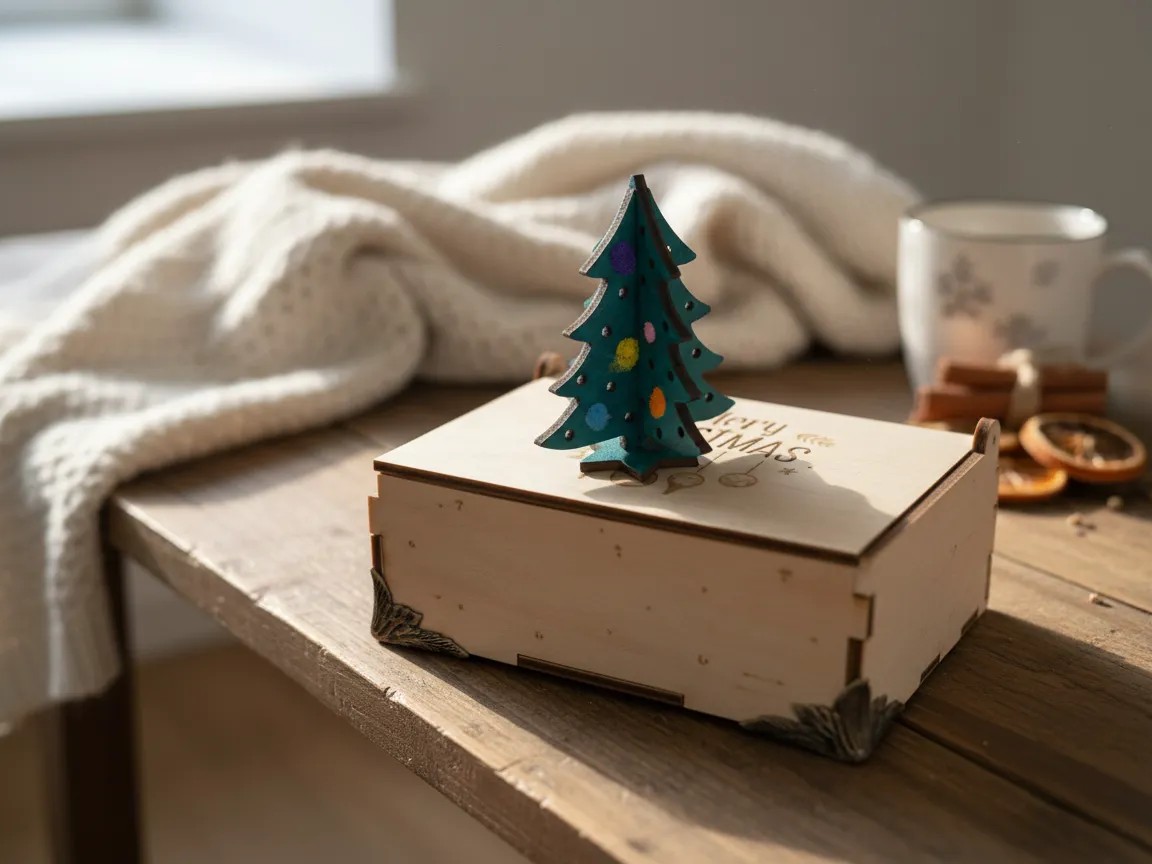 Laser Cut Wooden Christmas musical Box with Decorative Tree | Free ...