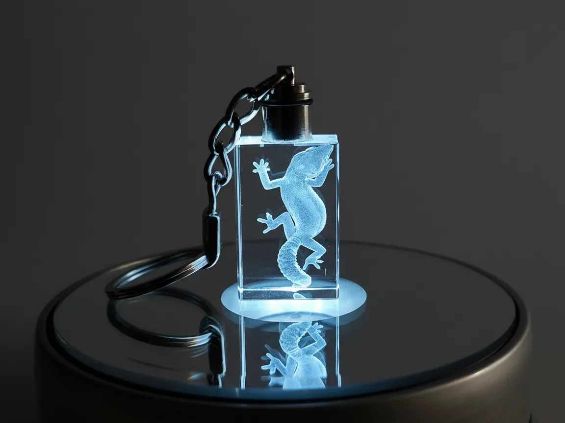 Laser Engraved Crystal Keychain with Lizard Design | Free Files - Atomm