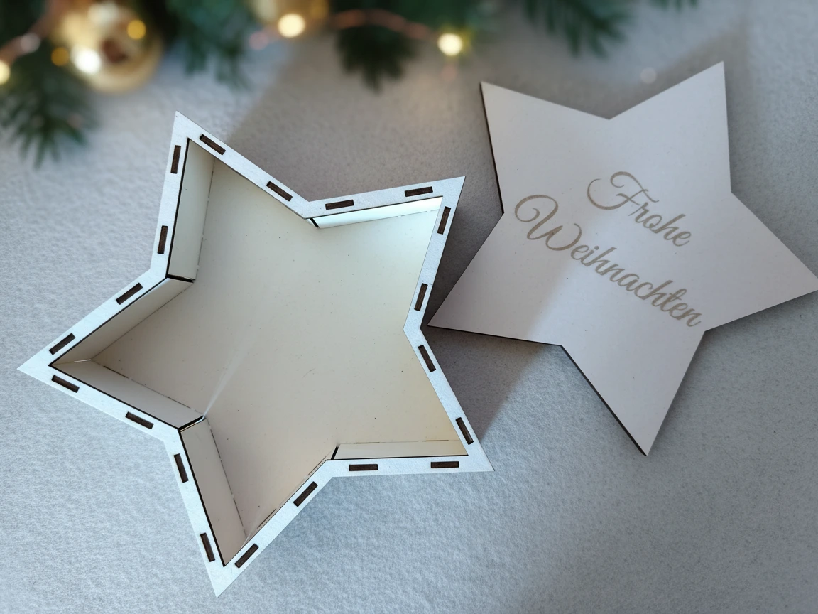 Laser Cut Star Shaped Christmas Gift Box Frohe Weihnachten | Ready to ...