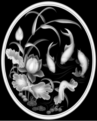 Koi Fish and Lotus Flower Oval Wall Plaque Dual-Tone PLA Engraving on ...