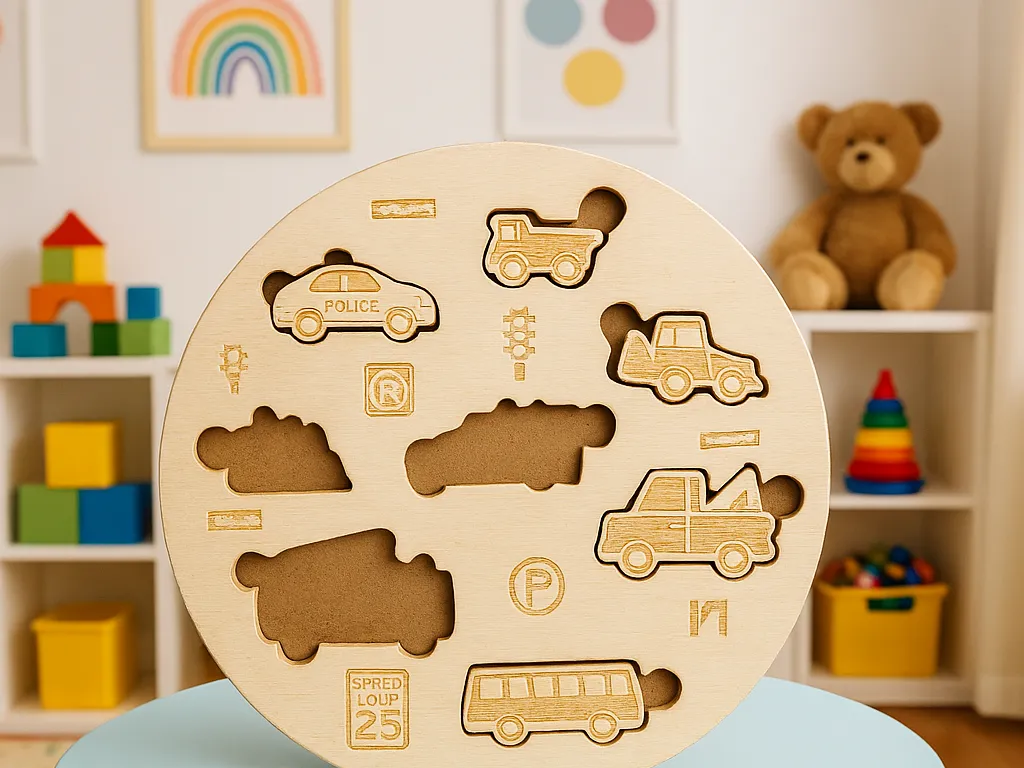 Laser Cut Wooden Vehicle Puzzle Toy for Kids | Free Files - Atomm