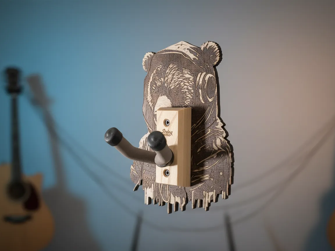 Bear in Headphones Guitar hanger backing | Free Files - Atomm