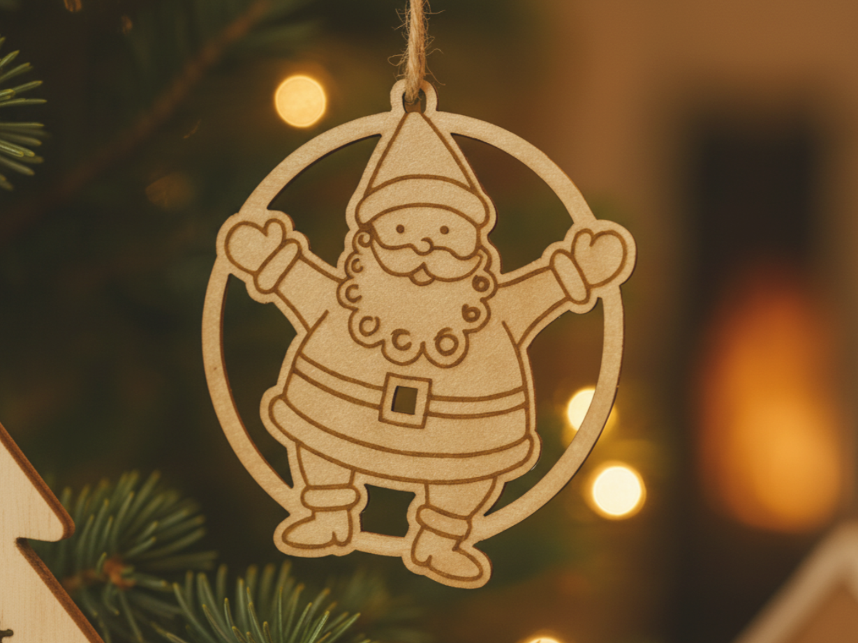 Laser cut and engrave | Laser Cut Wooden Santa Claus Christmas Ornament ...