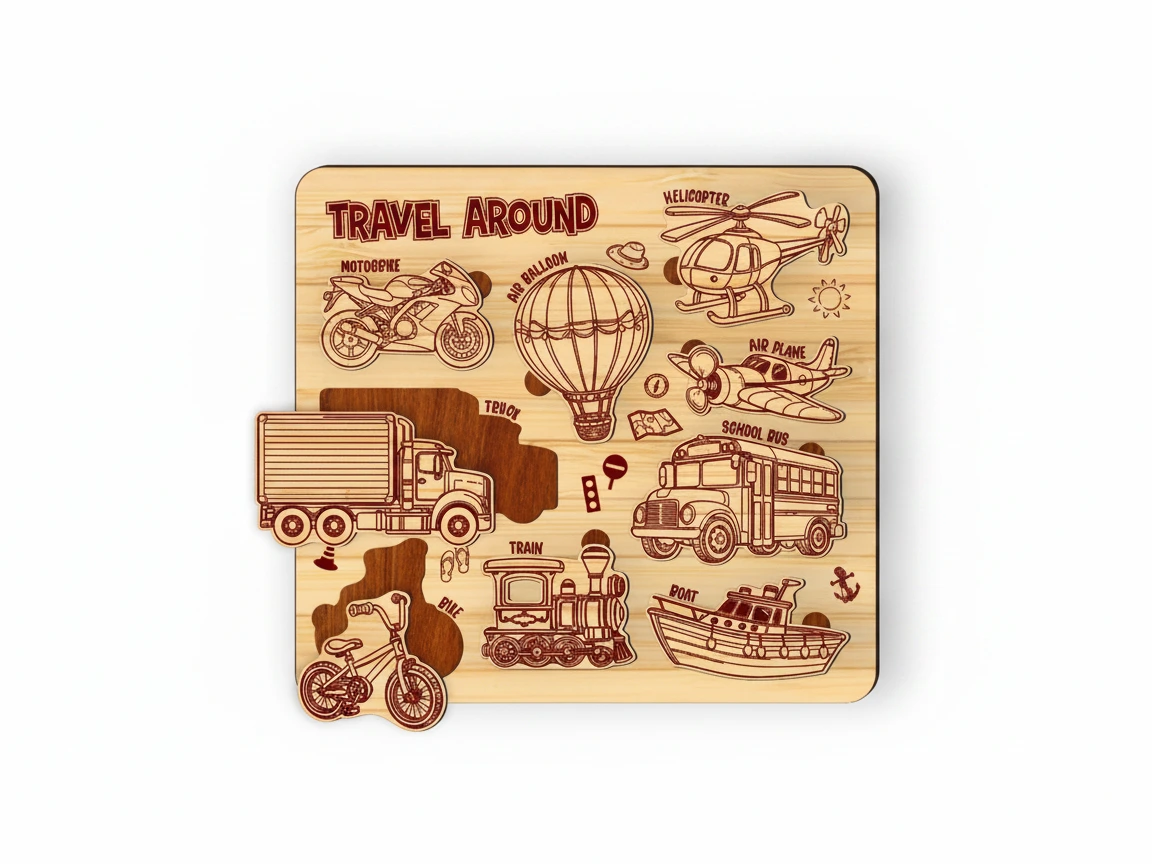 Transportation Learning Puzzle SVG XCS | Wooden Vehicle Educational ...