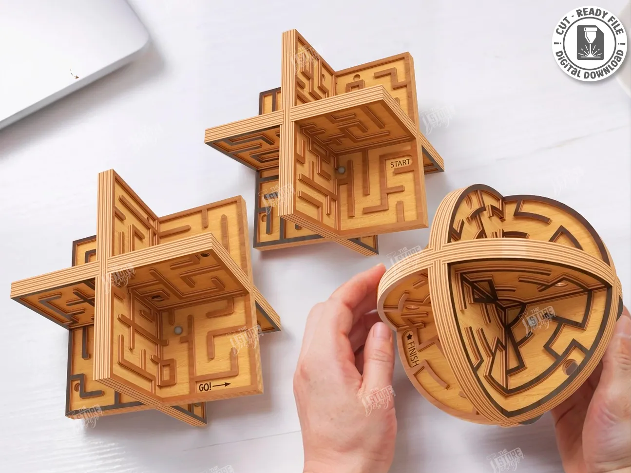 3D Wooden Maze Puzzle Brain Teaser Games Laser Cut Bundle. Maze Game ...