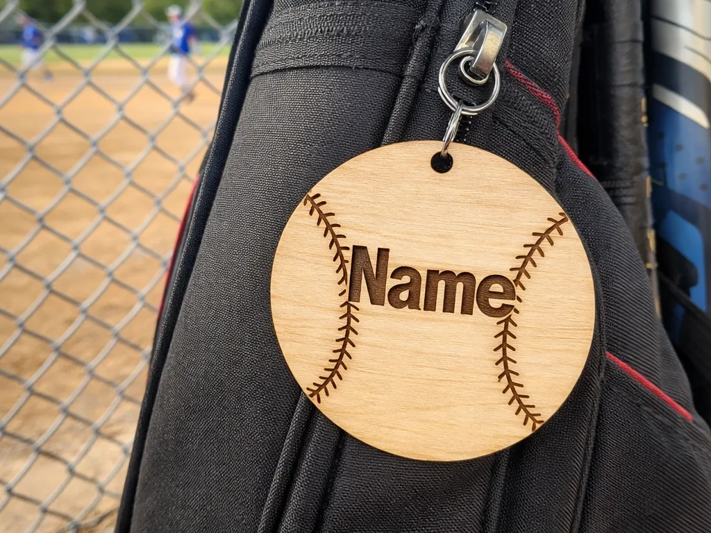 Laser Cut Wooden Baseball Bag Name Tag | Free Files - Atomm