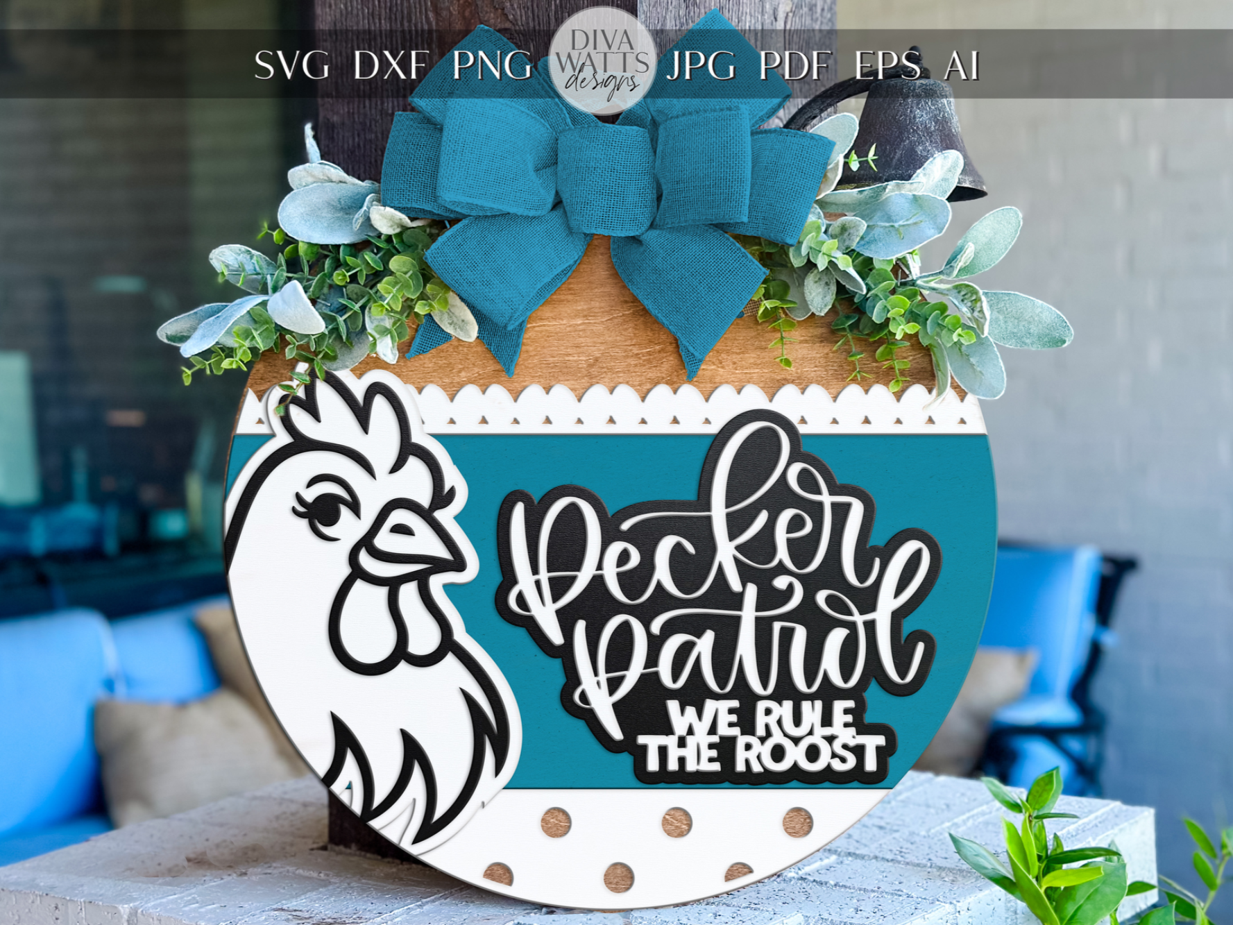 Laser cut and engrave | Pecker Patrol Round Sign SVG | Chicken ...
