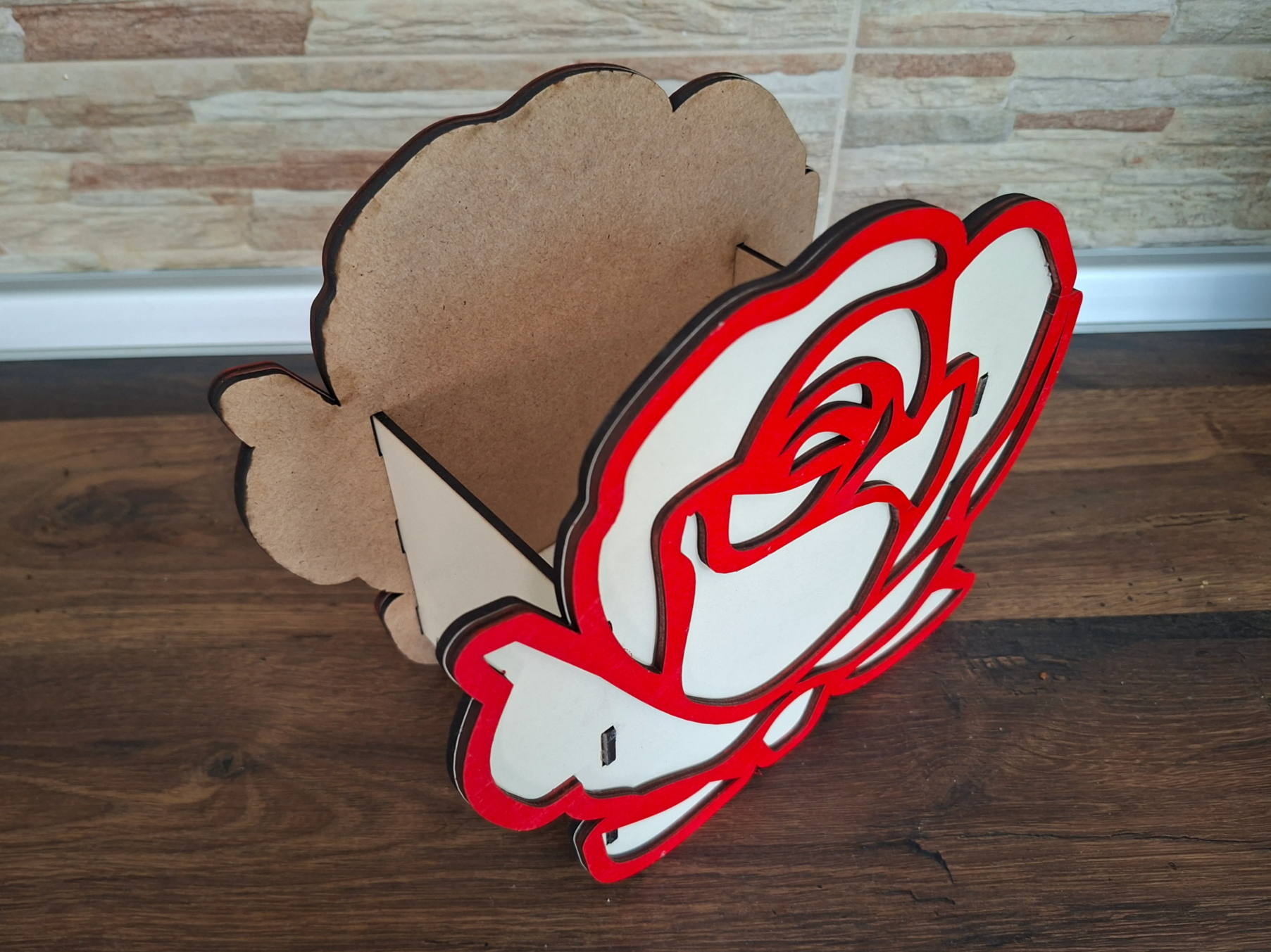 Laser Cut Decorative Rose Shaped Wooden Box Organizer | Free Files - Atomm