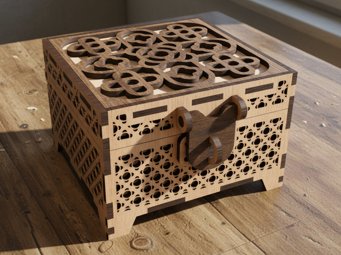 Decorative Laser Cut Jewelry Box with Latch | Free Files - Atomm