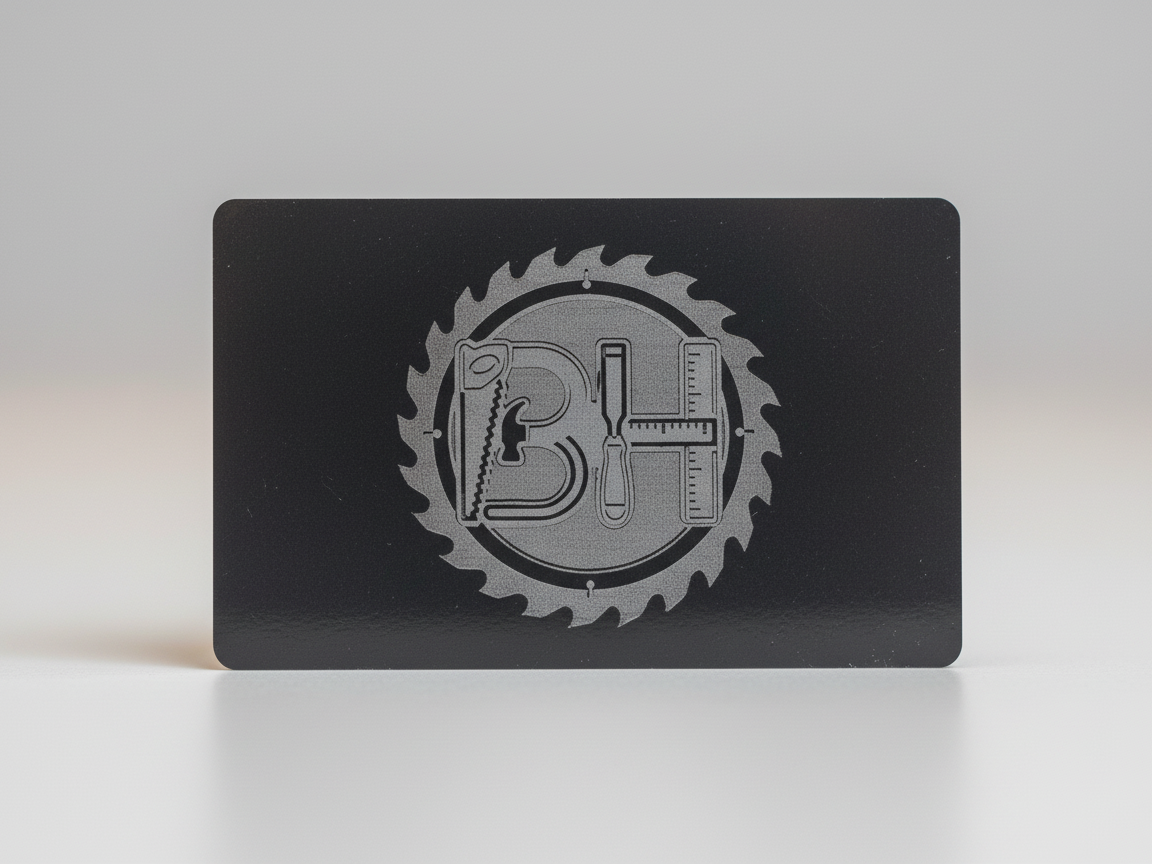 Laser cut and engrave | Black Laser Engraved Metal Business Card with ...