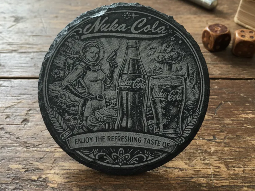 Nuka-Cola Fallout Themed Round Slate Coaster | Free Files - Atomm