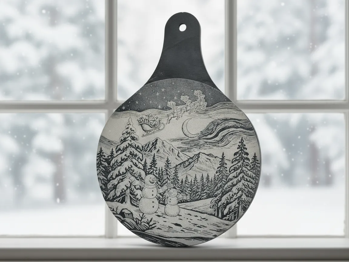 Laser Engraved Christmas Snowman Slate Trivet | Free Files - Atomm