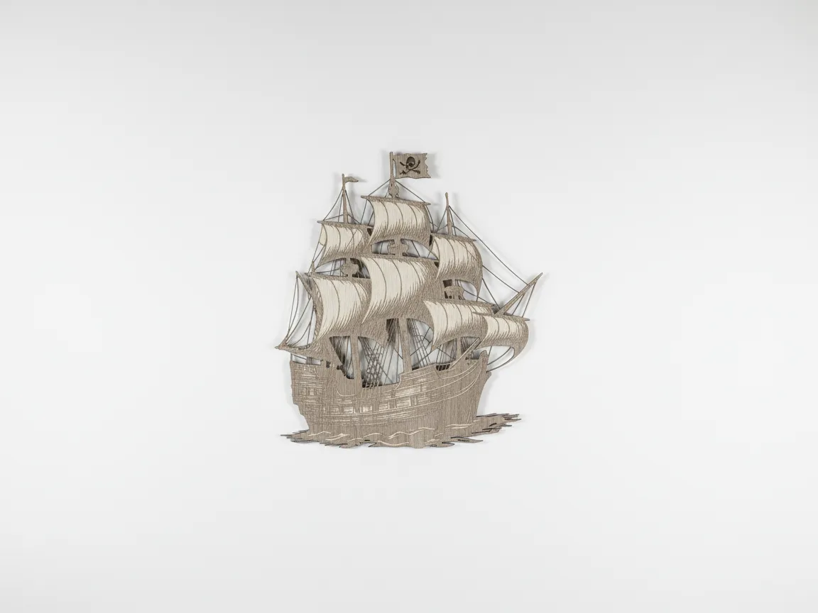 Laser Cut Wooden Pirate Ship Wall Art Decoration | Free Files - Atomm
