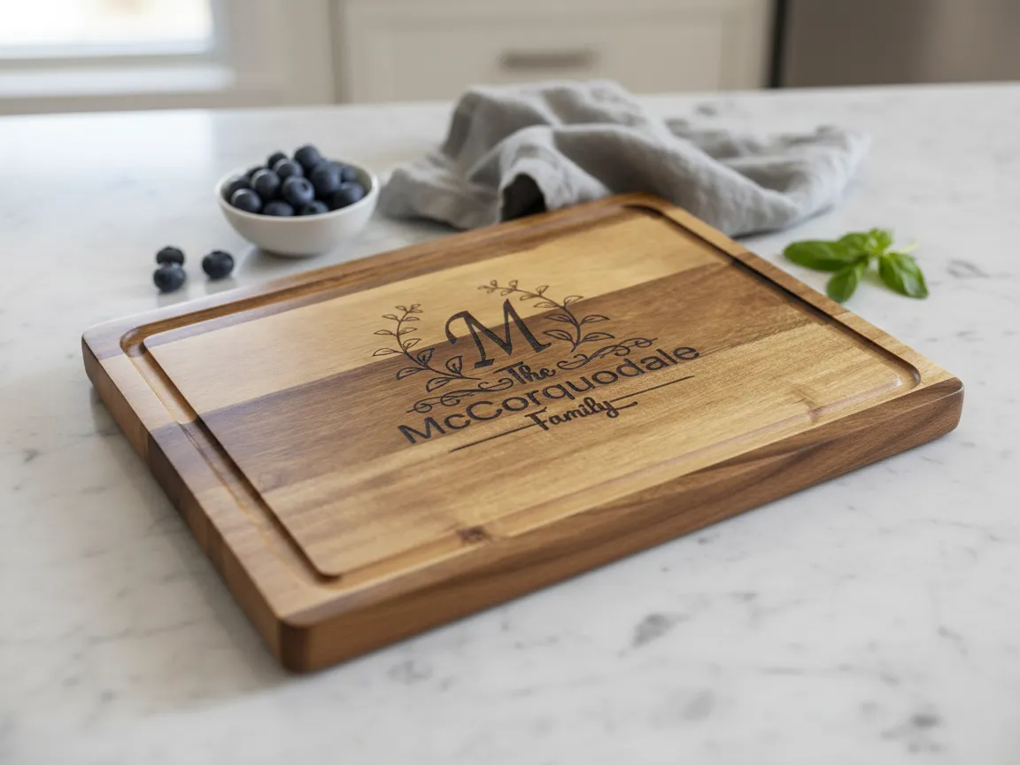 Personalized Laser Engraved Wooden Cutting Board with Family Name ...