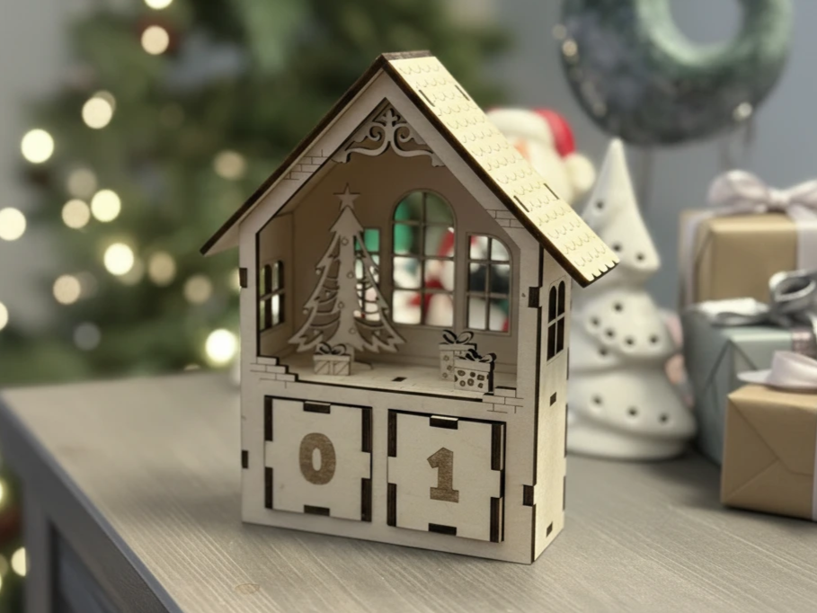 Laser Cut Wooden Christmas Countdown Calendar House Decoration | Free ...