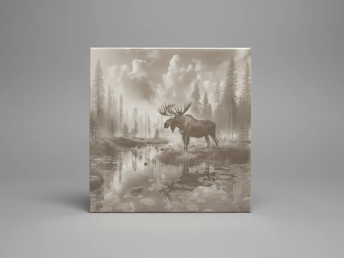 Laser Engraved Moose Nature Scene Wall Art | Free Files - Atomm