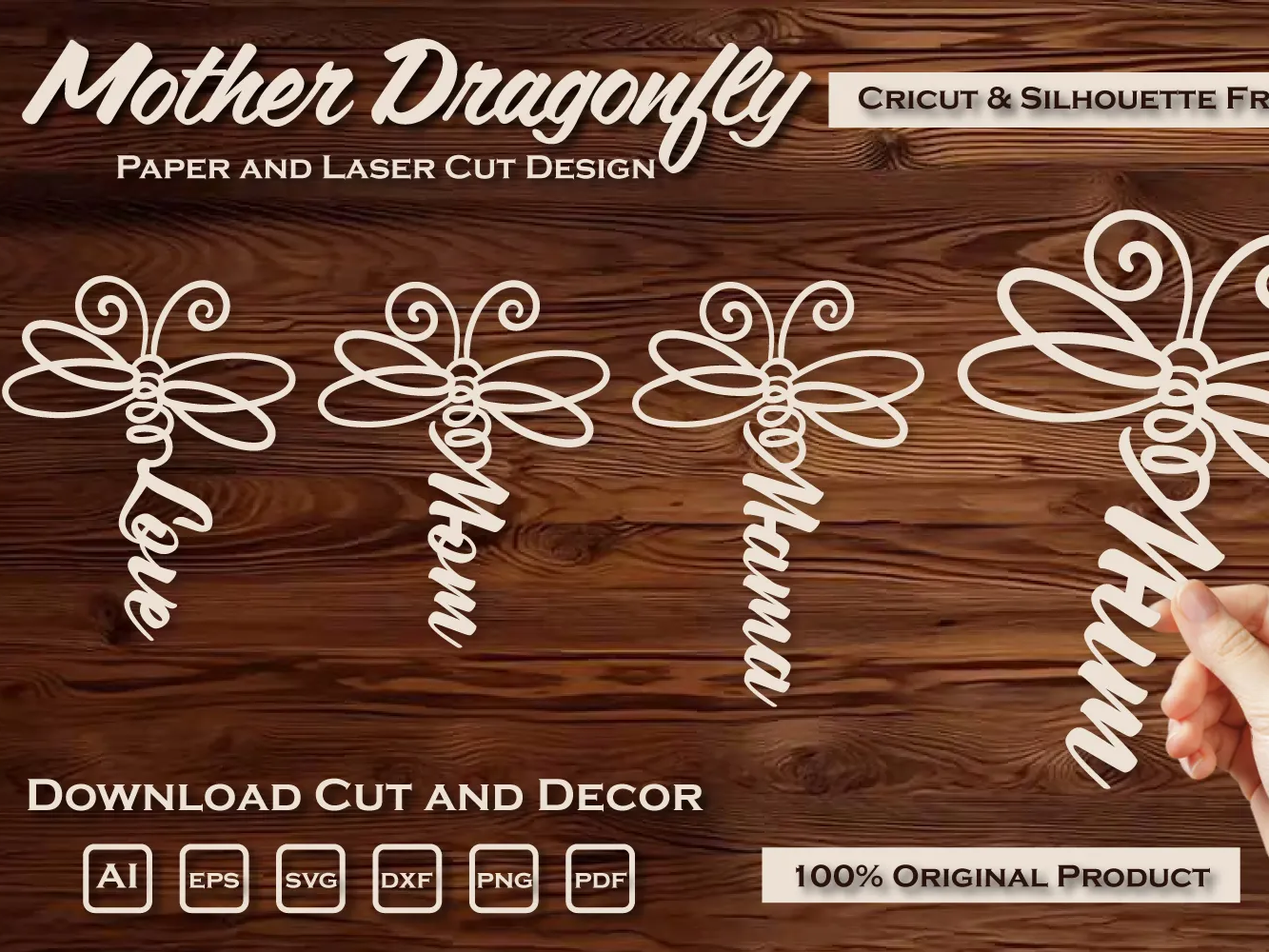 Mother Dragonfly Paper Laser Cut Design with Name Tags | Ready to Use ...