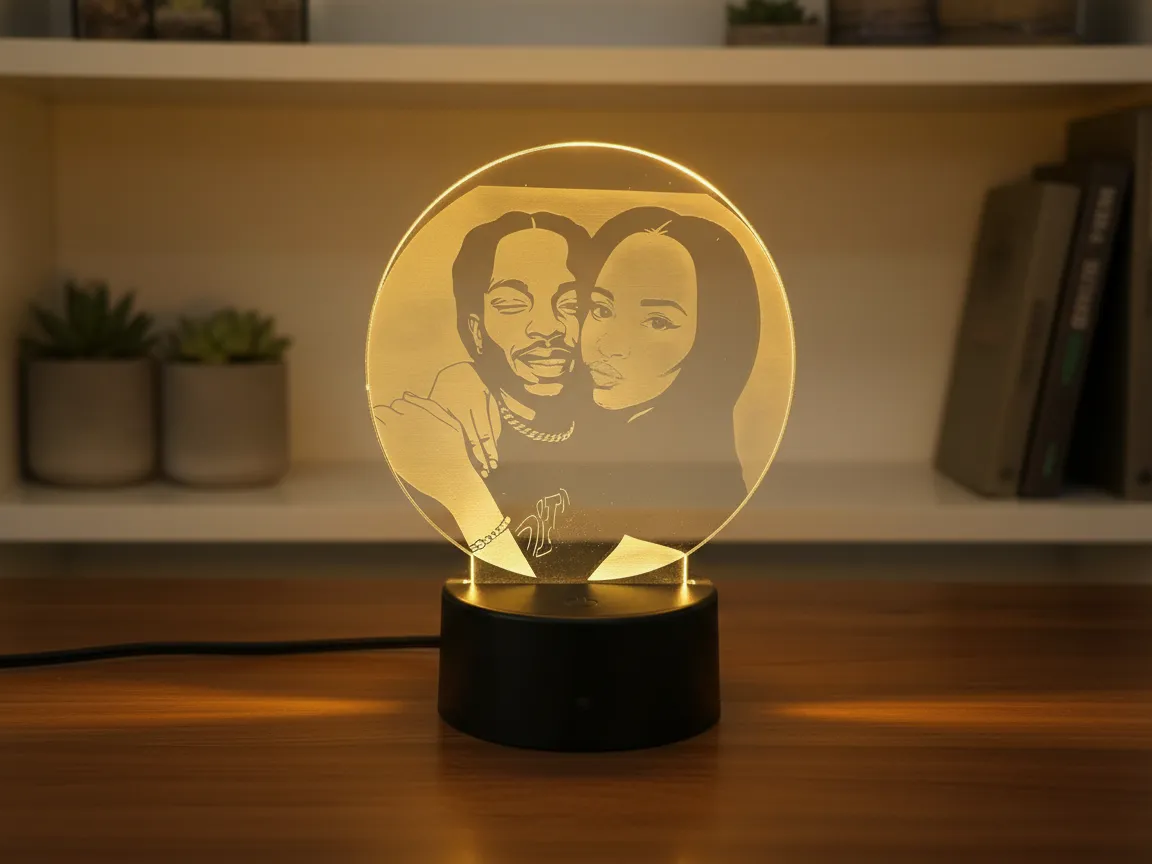 Custom Engraved LED Night Light with Couple Portrait | Free Files - Atomm