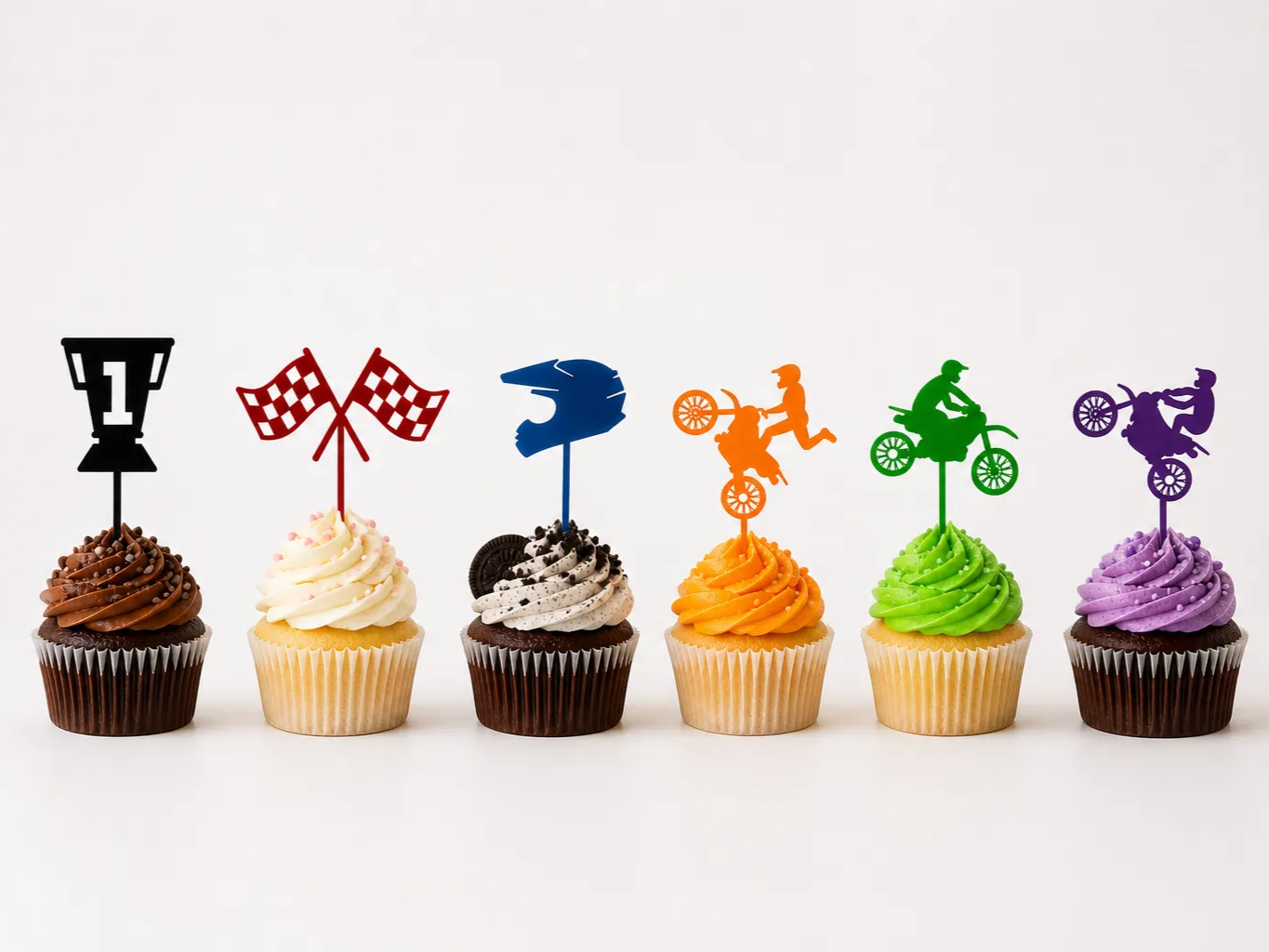 Motocross Cupcake Toppers SVG Bundle | Dirt Bike Cake Topper Laser Cut ...
