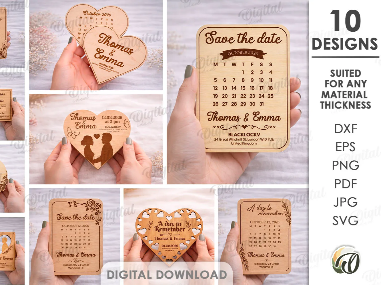 Wedding save the date cards bundle. Wedding invite laser cut files ...