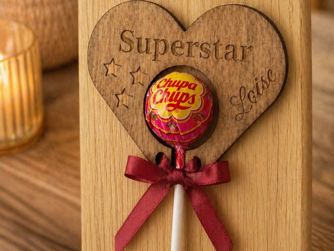 Heart Shaped Superstar Lollipop Holder with Ribbon | Free Files - Atomm