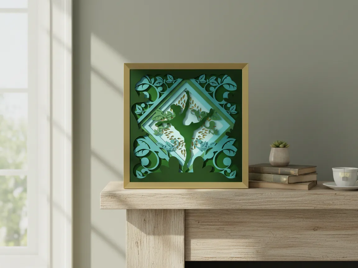Laser Cut Layered Paper Art with Ballerina and Floral Design | Free ...