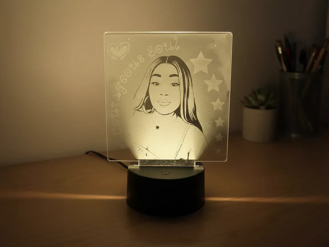 Personalized Laser Engraved Acrylic LED Night Light with Portrait ...