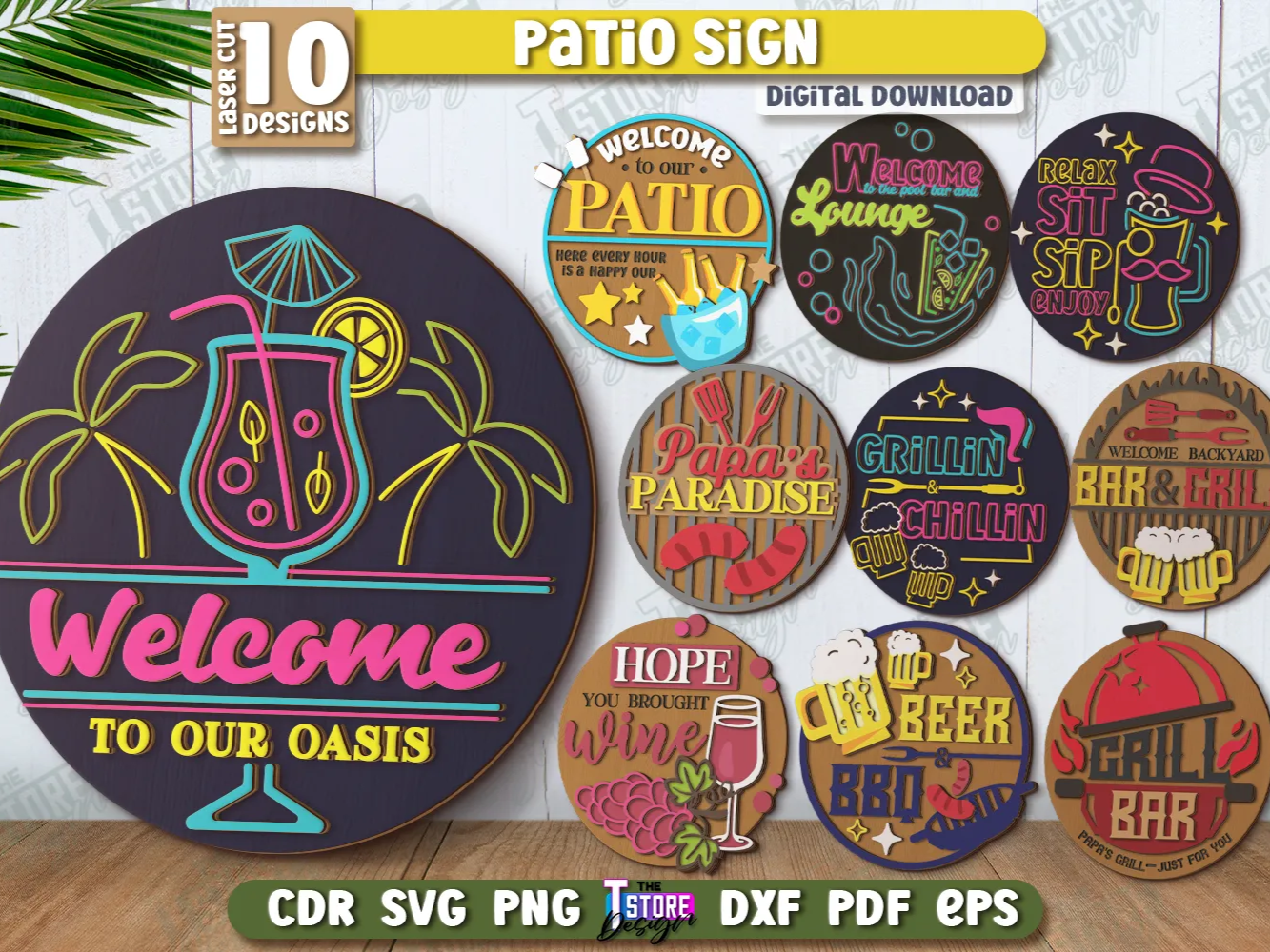 Laser cut and engrave | Patio Signs Laser Cut Bundle, Summer Door Signs ...